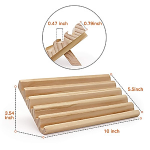 plusvivo Domino Racks Set of 2, Wooden Domino Trays Holders Organizer for Mexican Train and Other Dominoes Games 10 x 5.5 x 0.79 Inches - Dominoes NOT Included
