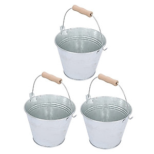 3Pcs Charcoal Pail Small Coal Scuttle ash Bucket for Fireplace Small tin Buckets BBQ Charcoal Holder Milk Pail Iron ash can Pail tin Farmhouse Compost can Wood Grease Paper Bucket