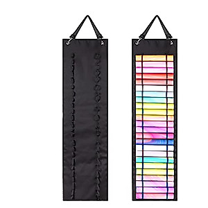 Vinyl Holder with 48 Compartments,Vinyl Roll Holder Gift Wrap Organizer Door Wall Hanging Craft Vinyl Storage Organizer for Vinyl Sheets/Heat Transfer Paper/Wrapping Paper/Design Drawings(Black)