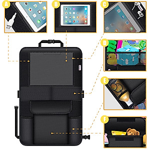 Kick Mats Back Seat Protector, 2Pack Waterproof Oxford Seat Back Protector, Car Seat Back Protector for Kids, Back of Seat Protector for Kids Feet Car Seat (2pc with Table Pocket)