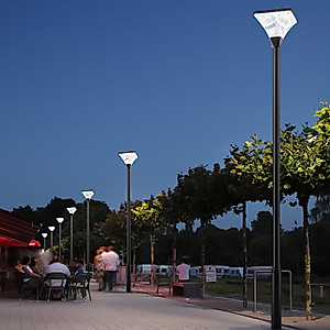 Gecheer Landscape Solar Post Light, Outdoor Patio Solar Lamp with Remote Control, LED Light Decor for Garden Deck Street, Weatherproof