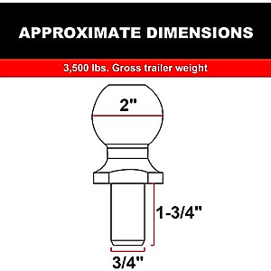 BIG RED ATRLY3120R Torin 2" Diameter Trailer Hitch Ball: 1.75 Ton (3,500 lb) Capacity