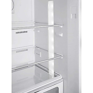 Smeg FAB32 50's Retro Style Aesthetic Bottom Freezer Refrigerator with 11.17 Cu Total Capacity, Multiflow Cooling System, Adjustable Glass Shelves 24-Inches, Cream Left Hand Hinge