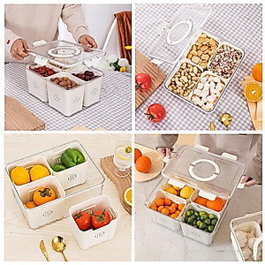 Rzmyencg Fruit Storage Containers for Fridge with Lids and Handle,Refrigerator Organizer Bins,with 4 Removable Colanders,Food Divided Serving Tray with Lid,BPA-Free Vegetable Fresh Produce Saver
