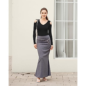 HERLOLLYCHIPS Long Sleeve Shirts for Women Deep V Neck Cold Shoulder Criss Cross Sexy Fitted Tops(Long Sleeve Black, X-Large)