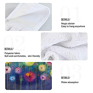 Spring Floral Flowers Kitchen Hanging Towel 12 x 17 Inch Summer Rainbow Daisy Poppy Hand Tie Towels Set 2 Pcs Tea Bar Dish Cloths Dry Towel Soft Absorbent Durable for Bathroom Laundry Room Decor