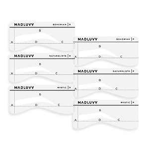 MADLUVV Eyebrow Shaper Stencils, Reusable Brow Mapping Template for PMU Professionals, Semi-Permanent Makeup Mapping, 6 Stencils (3 Stencil Shapes in Both Petite and Regular Sizes) - Low Profile Set