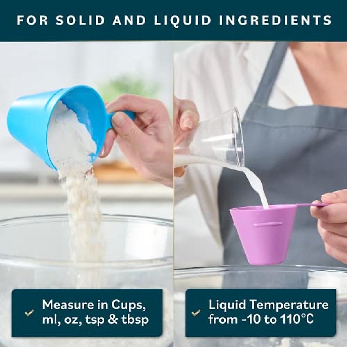 Measuring Cups and Spoons Set 8-Pcs - Measuring Spoons Set and Measuring Cup Set - Liquid Measuring Cups and Spoons - Measure Cups - Measuring Spoons and Cups - Measuring Cup Plastic Cup Measuring Set