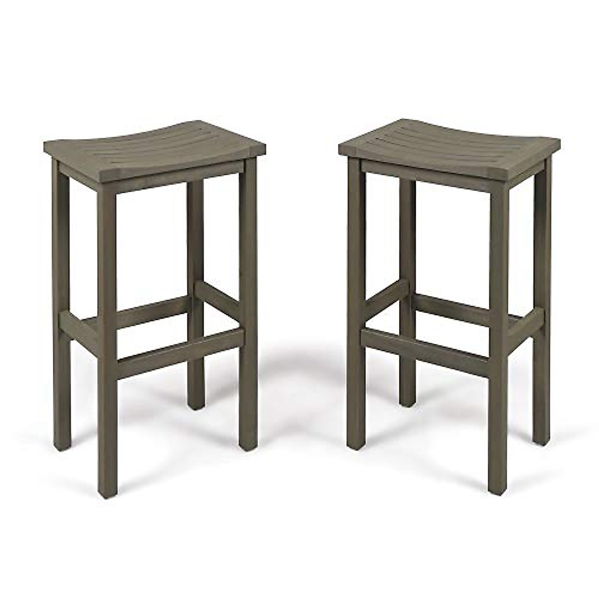 Set of 2 Gray Contemporary Outdoor Bar Stools 30"