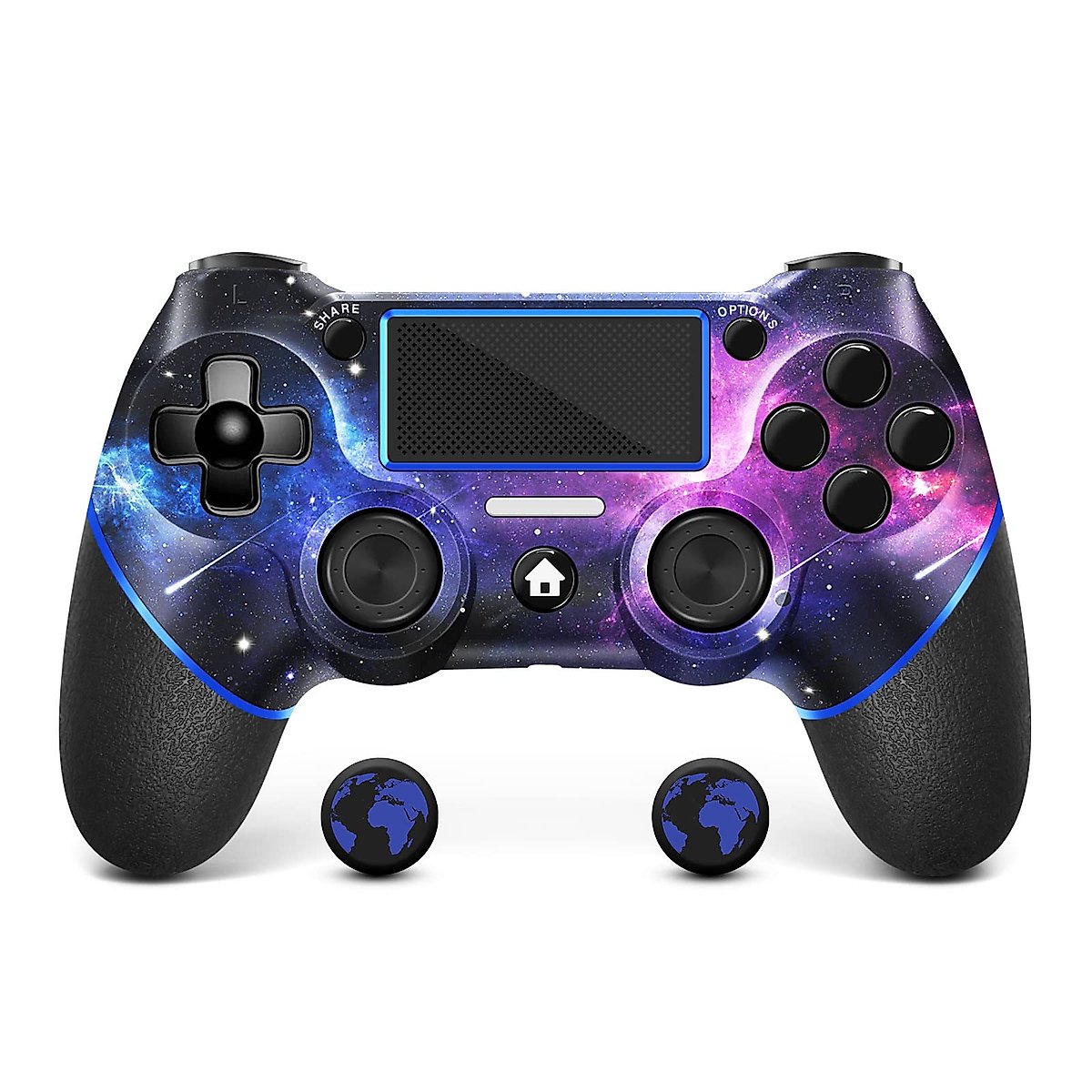 Open Red Custom Deisgn, Replacement for PS4 Controller, Starry Sky Wireless PS4 Controller Joystick for PS4, Slim, Pro and Windows PC, Bonus Two Thumb Grips