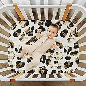 Brown Leopard Print Cheetah Baby or Toddler Fitted Crib Sheet for Girl and Boy 52 x 28 inch