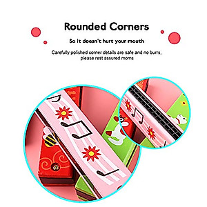 Tvoip 4Pcs Wooden Painted Toy Musical Instrument Play16-Hole Harmonica Parent-Child Puzzle Baby Early Education Toys for Children Gift (Random Color)