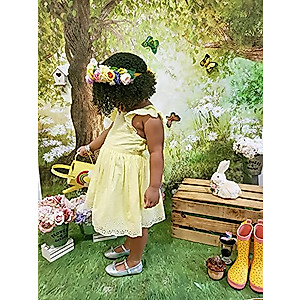 AOSTO 5x7ft Spring Photography Backdrop Easter Woodland Meadow Flower Fairy Tale Forest Background Photo Studio Photoshoot Backdrops Props FT-3992
