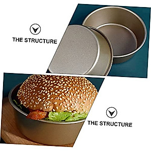 BAFAFA 2pcs Burger Mold Molde Para Pastel Pizza Oven for Home Toaster Oven Pans Round Cake Tin Steel Baking Pan Loaf Tin Ovenware Mold DIY Mold Meatloaf Breads Molds Golden Household Tray Pan
