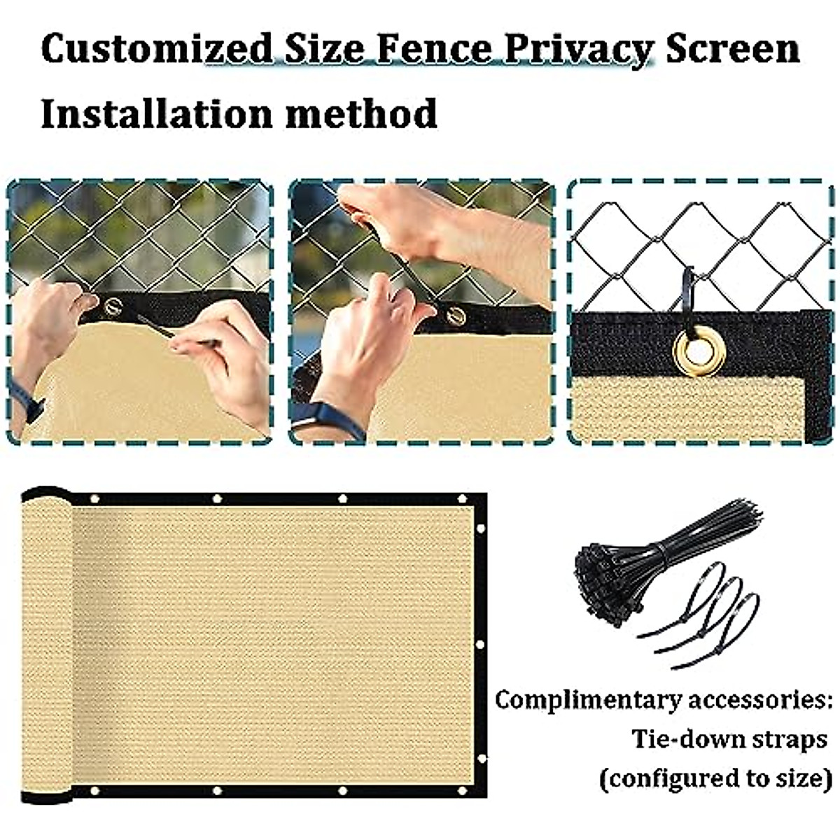 Shade&Beyond 4' x 25' Privacy Screen Fence Sand Heavy Duty 170 GSM Sand Fencing Mesh Shade Net Cover for Wall Garden Yard Backyard Indoor Outdoor Home Decoration FR04-F, Sand
