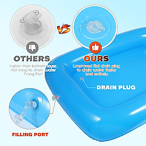 HEMOTON 2 PCS Inflatable Serving Bar, Salad Bar Tray Food Drink Containers, Buffet Cooler with Drain Plug, Picnic Ice Food Serving Trays, for Indoor Outdoor BBQ Camping Picnic Pool Party Supplies