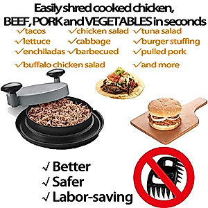 Chicken Shredder ShredMachine Meat Shredder Tool with Handles and Non-Skid Base for Ground Beef Pulled Pork and Chicken 25CM/9.8inch Safer Than Bear Claws for Shredding Meat (Large, Black)