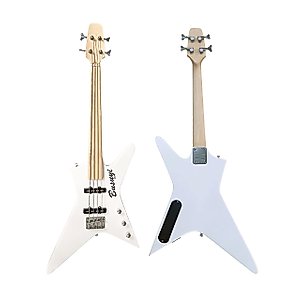 4 String Fretless Short Scale Bolt On Bass (White)