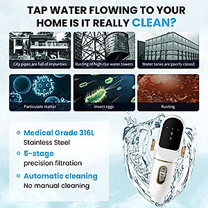 City/Well Water/Tap Whole House Water Sediment Pre-Filtration System, Reusable Quick Wash Backwash Filter, 40 Micron Capture Sand and Other Impurities, BPA Free, US-China Joint High-Tech Technology