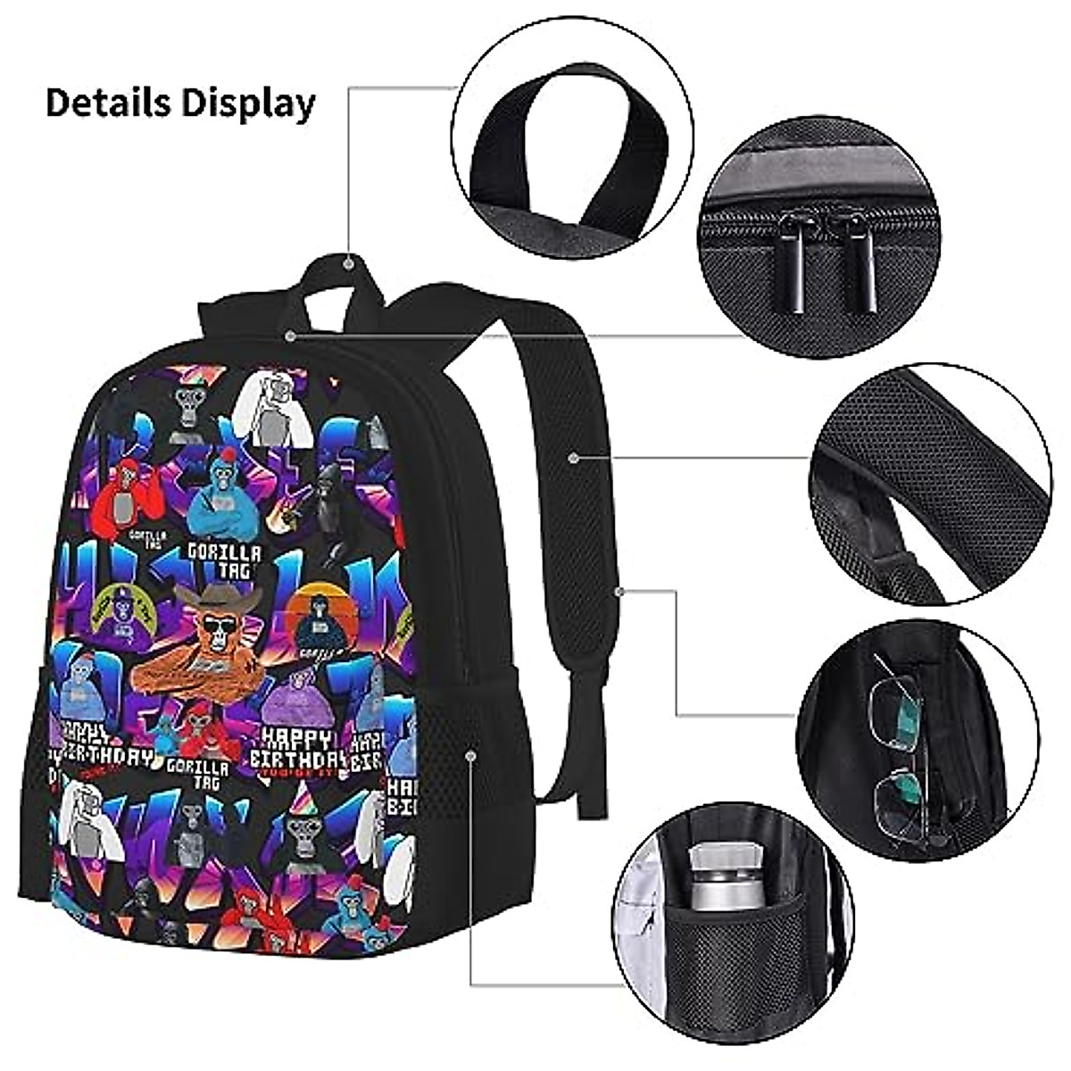 Moare Gorilla Tag Backpacks Set with Backpacks Lunch Bag Pencil Case Pencil Bag