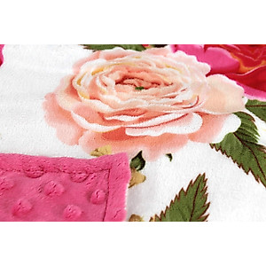 Baby Car Seat Canopy Cover - Hot Pink on White Roses