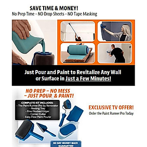 Paint Roller Kit, Paint Runner Pro Brush Set Painting Handle Tool Transform Your House, School & Office in Just Minutes Quickly Decorate Runner Tool Painting Brush Set, No Prep, No Mess