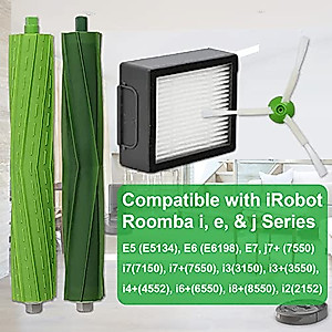 Vacuum Replacement Parts Compatible With iRrobot Roomba E, I, & J Series Replenishment Kit, 1 Set Of Rubber Brush & 3 HEPA Filters & 3 Edge-Sweeping Side Brushes