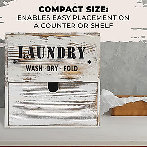 Laundry Pods Container - Whitewashed Wood Laundry Pod Storage Container - Farmhouse Decor Laundry Pod Holder & Laundry Room Decor - Laundry Detergent Container with Lid and Drawer