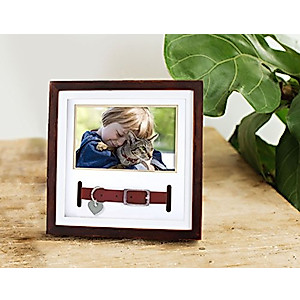Pearhead Pet Collar Keepsake Frame, Pet Memorial Picture Frame, Pet Owner Home Decor, Cat Or Dog Keepsake, 3" x 4.5" Photo Insert, Wall Mount And Tabletop Frame, Espresso