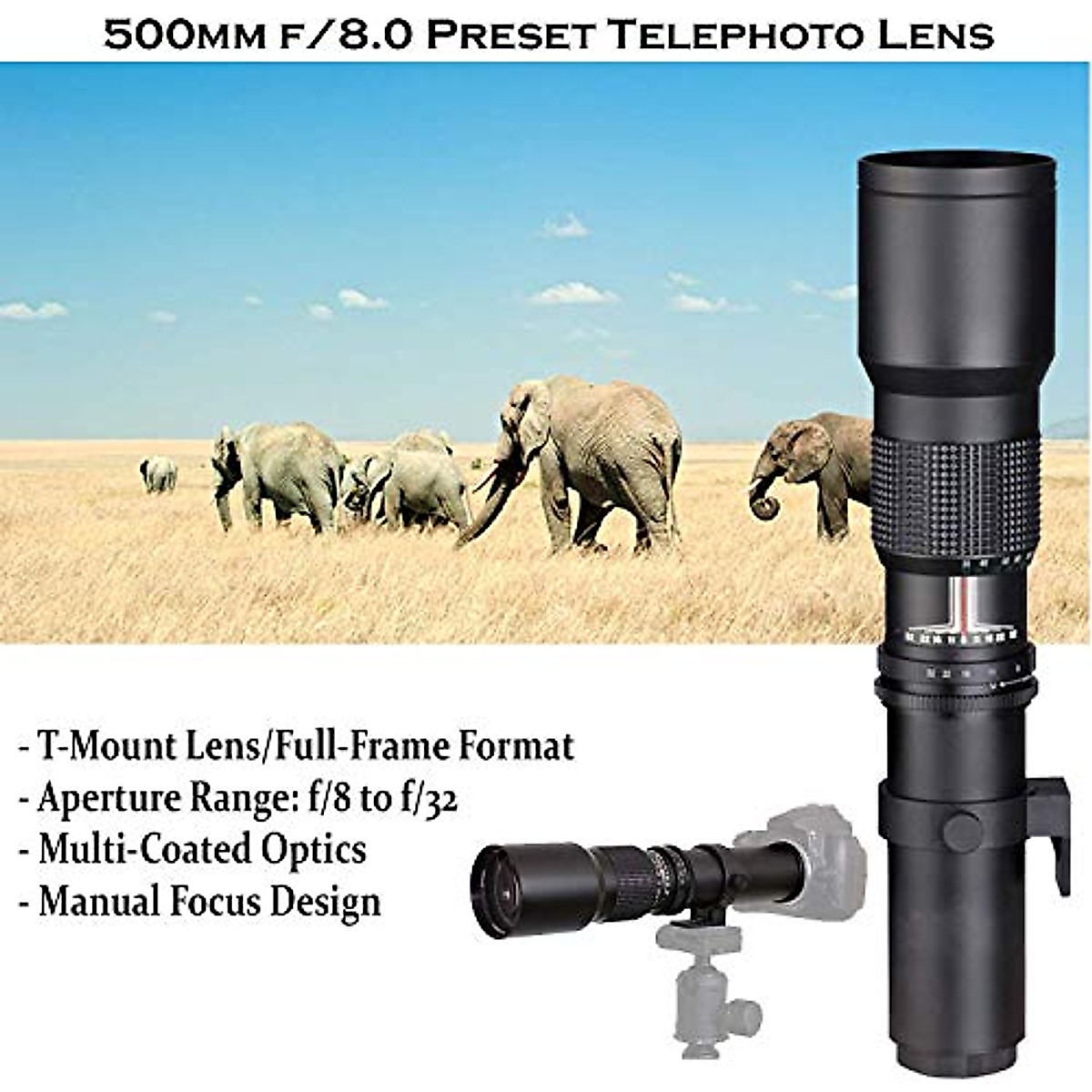 Canon EOS Rebel T7 DSLR Camera with 18-55mm is II Lens Bundle + Canon EF 75-300mm f/4-5.6 III Lens and 500mm Preset Lens + 32GB Memory + Filters + Monopod + Professional Bundle (Renewed)