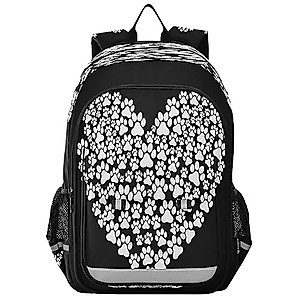 ALAZA I Love Dog Paw Print 17 inch School Backpack for Kids Girls Boy for Elementary Middle High School Students