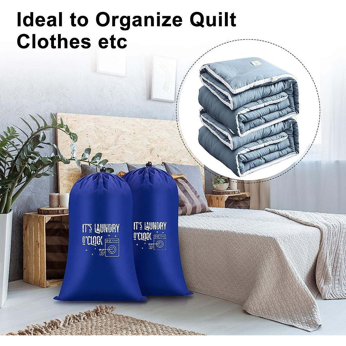 It's Laundry O'clock | XL Laundry Bag | 28" x 40" |Black (Blue)