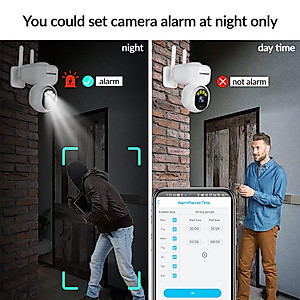 Luovisee Wireless Solar Outdoor Home Security WiFi Camera PTZ Full Color Night Vision with Audio,PIR Motion Detection Alarm,64G SD Card, Rechargeable Battery,IP65 Weather Proof,Siren,360 View