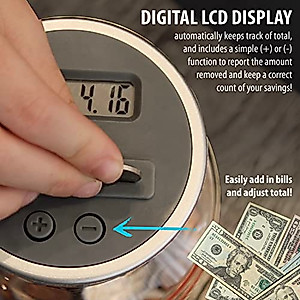 Locking Digital Coin Bank Savings Jar - Pennies Nickles Dimes Quarter Half Dollar Change Counter | Clear Jar with LCD Display