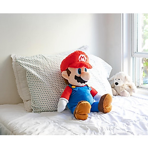 Super Mario Bros. The Real Thing 22-Inch Plush Pillow, Mario Plushie Toy | Decorative Pillows for Bed, Kids Room Essentials, Home Decor Accessories | Video Game Gifts And Collectibles