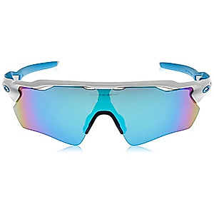 Oakley Men's OO9208 Radar EV Path Rectangular Sunglasses, Polished White Blue/Prizm Sapphire, 38 mm