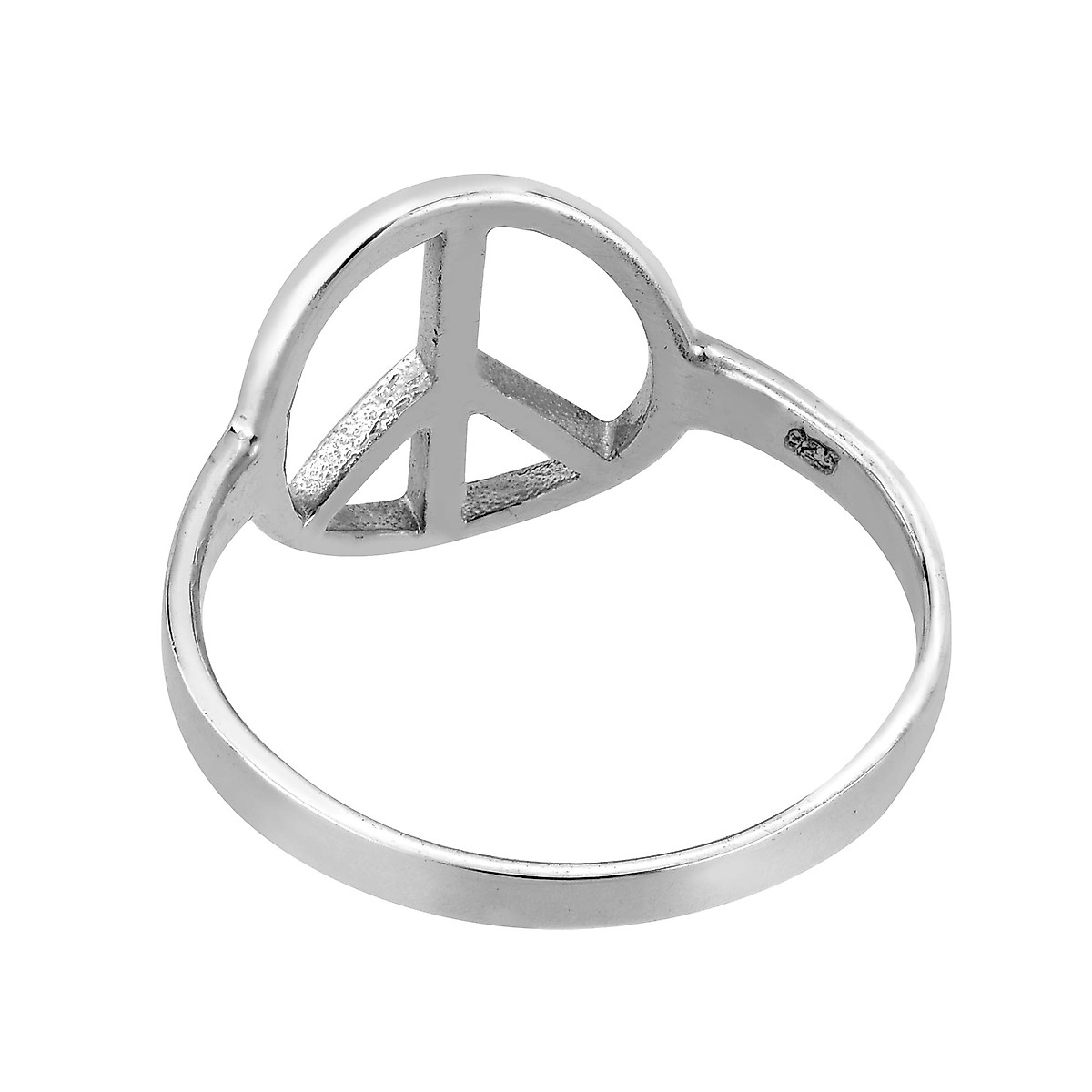 AeraVida Shiny Peace Sign No War .925 Sterling Silver Ring (10)
