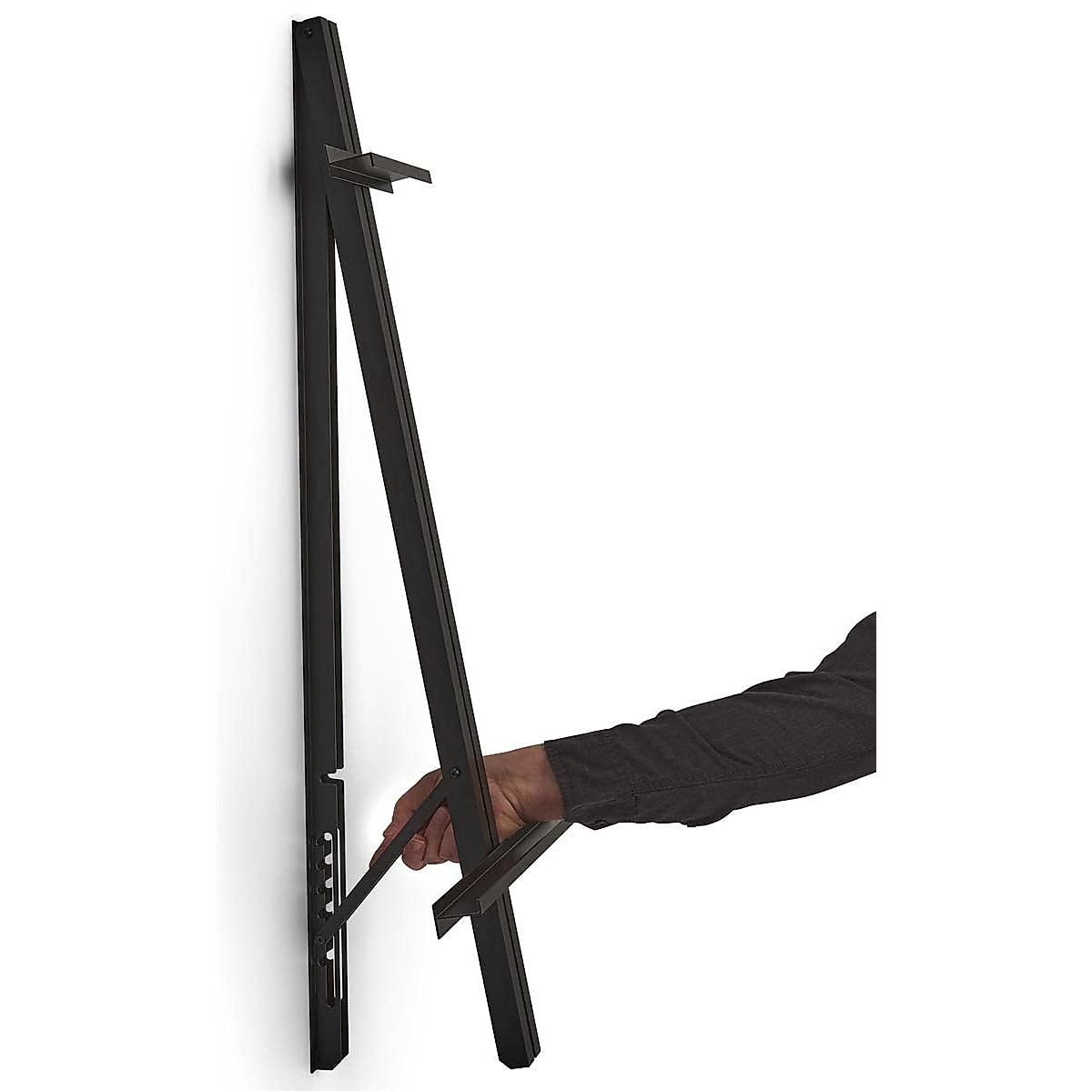 Displays2go Adjustable Metal Wall Easel, Holds Up to 36" Tall Media, Tilt Feature - Black (FDWEASLGBK)