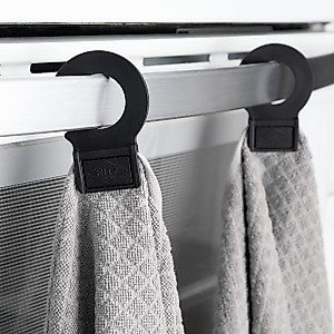 Ritz Premium Hook and Hang Towel (2-Pack), 18" x 28", Long-Lasting and Durable Rubber Hook, Highly Absorbent and Super Soft Hand Cloths for Kitchen, Bathroom, or Laundry Room, Titanium