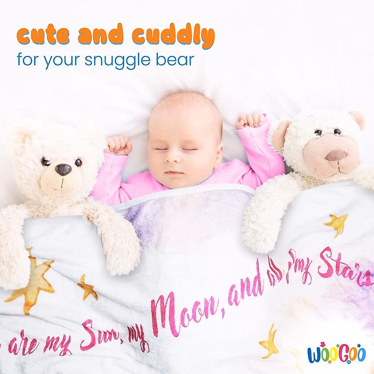 WooGoo Baby Milestone Blanket for Baby Boys and Baby Girls - Soft Premium Fleece - Baby Boy Shower Gifts - Baby Growth Chart - New Born Baby Gifts, Blanket, 40 x 60 Inches (Pink)