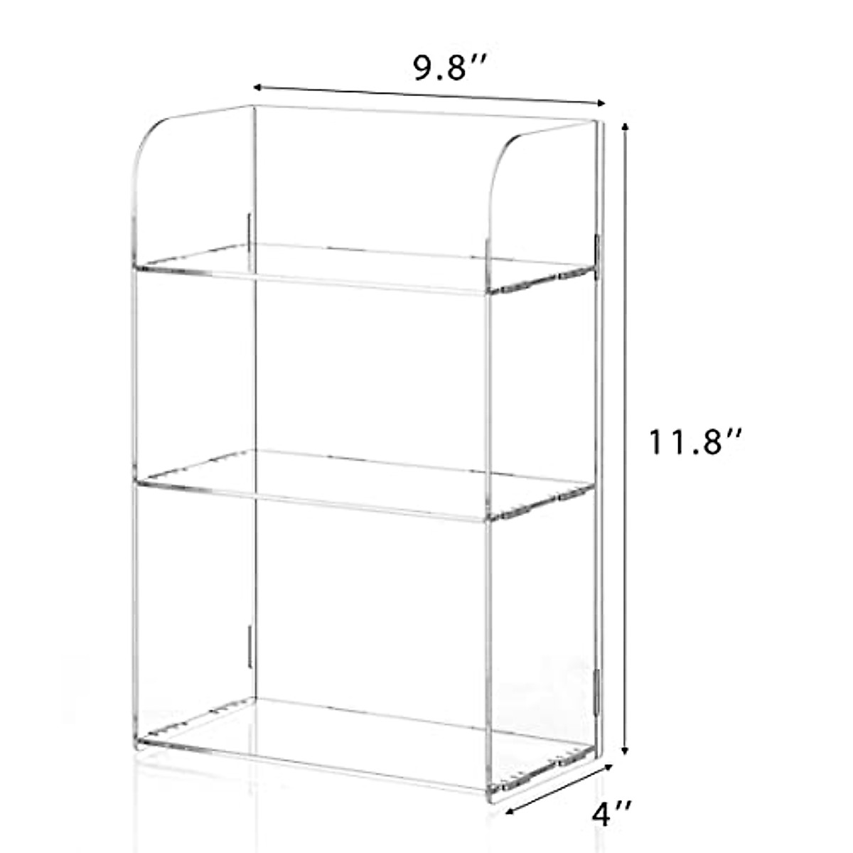 Jusalpha 3 Tier Clear Acrylic Bathroom Organizer shelf for Cosmetic Perfume Skincare Makeup Toy Spices Standing Tabletop Vanity Tray Shelf Multifunctional Sturdy Display showcase (10''x 4''x 12'')