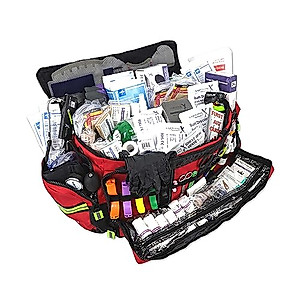 Lightning X MB50 Breathing & Trauma Stocked Gear Bag w/Fill Kit for First Responder EMT - Red