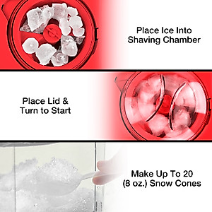 Nostalgia Coca-Cola Snow Cone Shaved Ice Machine - Coke Retro Table-Top Slushie Machine Makes 20 Icy Treats - Includes 2 Reusable Plastic Cups & Ice Scoop - White & Red