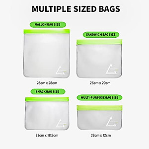 12 Pack Food Storage Bags - Durable & Reusable Food Storage Bags with Zipper Closure - BPA Free, & Leak Proof Zip Lock Bag for Sandwiches, Snacks, Gallons - Size 8.66" x 8.66" safe