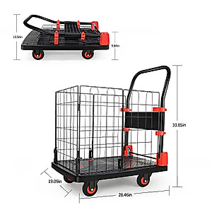 Uholan Foldable Dolly Hand Truck Cage Cart Carrying Weight 330lbs Portable Platform Cart Dolly Cart with Wheels Multi Scenario Usage