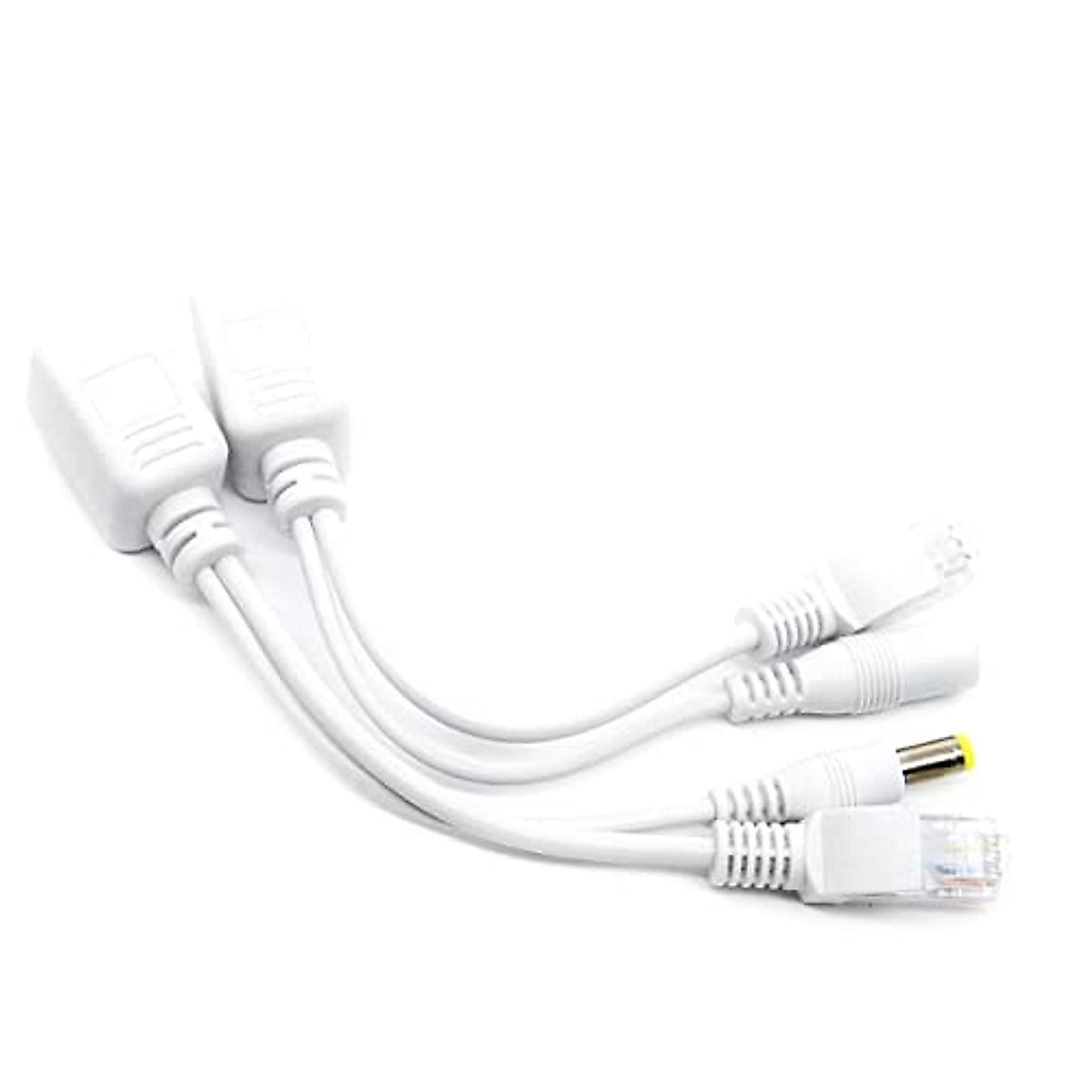 BeElion 5-Pair/10pcs White Passive PoE Injector and Splitter Kits with 5.5x2.1mm DC Connector RJ45 Power Over Ethernet for CCTV Surveillance Camera System
