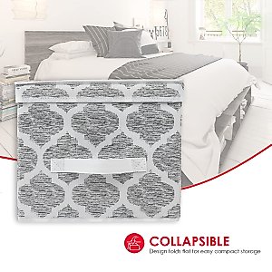 Home Basics Arabesque Non-woven Closet Storage (1, Large) | Label Window for Organizing | Store in Closet or Shelf | Collapsible When Not in Use