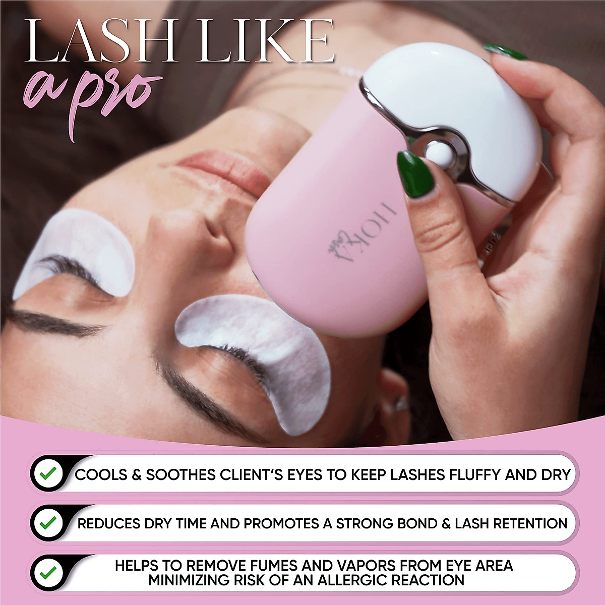 HOKA 2.0 Eyelash Extension Fan Eyelash Fan for Lash Extensions Portable Mini Fan for Eyelash Extension Lash Fan for Eyelash Extensions Lash Supplies Eyelash Extension Supplies Lash Dryer Eyelash