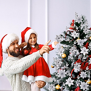 Sggvecsy 30 Pcs 3 Styles Christmas Glitter Poinsettia Flowers Artificial Berry Picks Christmas Tree Ornaments Artificial Christmas Flowers with Clips for Xmas Wreath Wedding Floral Decorations(Silver)