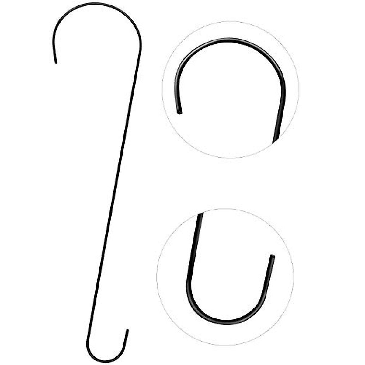 DINGEE 24 Inch Large Tree Branch Hooks, 6 Pack Extra Long Metal Black S Hooks for Hanging Plants, Garden Hooks for Hanging Bird Feeders,Plant Hooks Outdoor Hanging Basket-Outdoor or Indoor Use